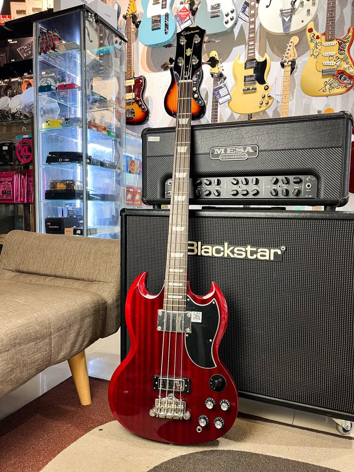 EPIPHONE EB DOUBLE PICK UP CHERRY RED – smosyumusic-com